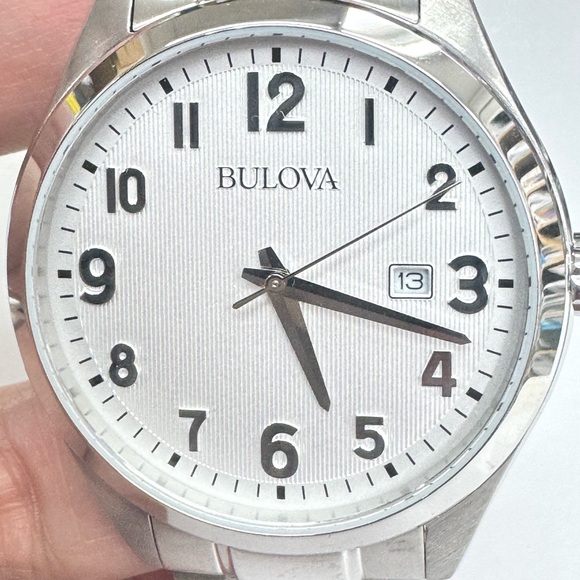 Bulova | Accessories | Bulova Silver And White Watch | Poshmark